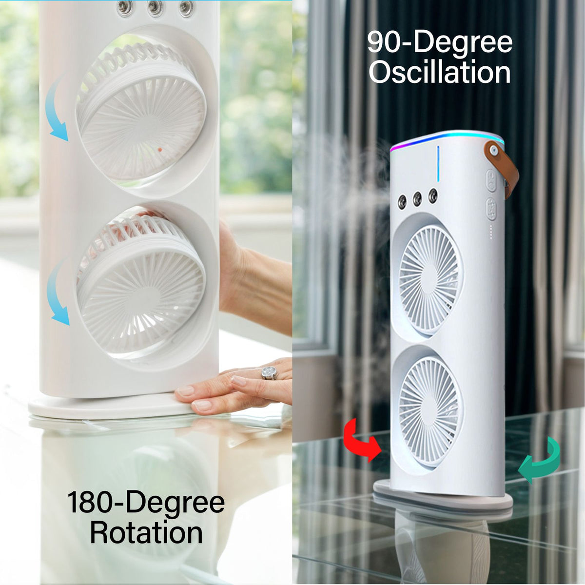 Aqua Breeze Cool Misting Fan, Remote Controlled, Oscillating, USB-C Re ...