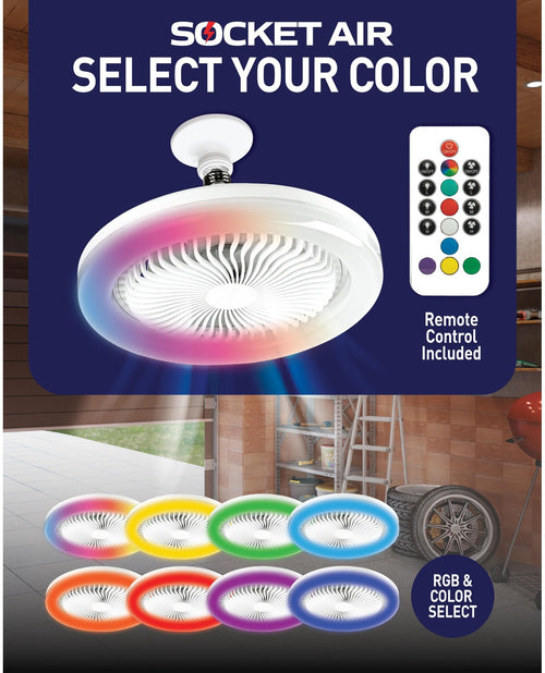 Bell+Howell Socket Air - Light Socket Fan Light with RGB Color Changin ...
