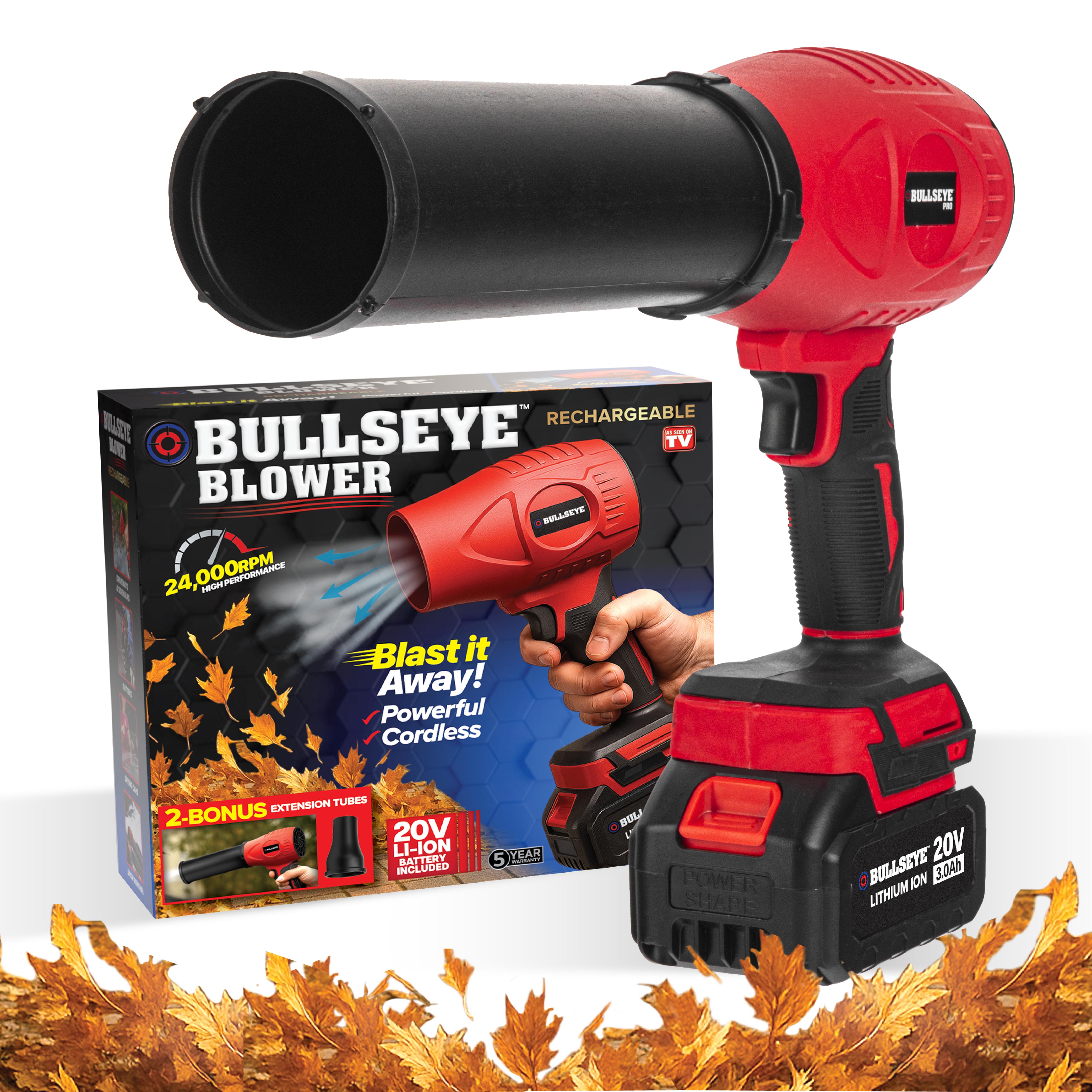 Bullseye Blower Rechargeable Cordless Leaf Dust Air Blaster – Bell + Howell
