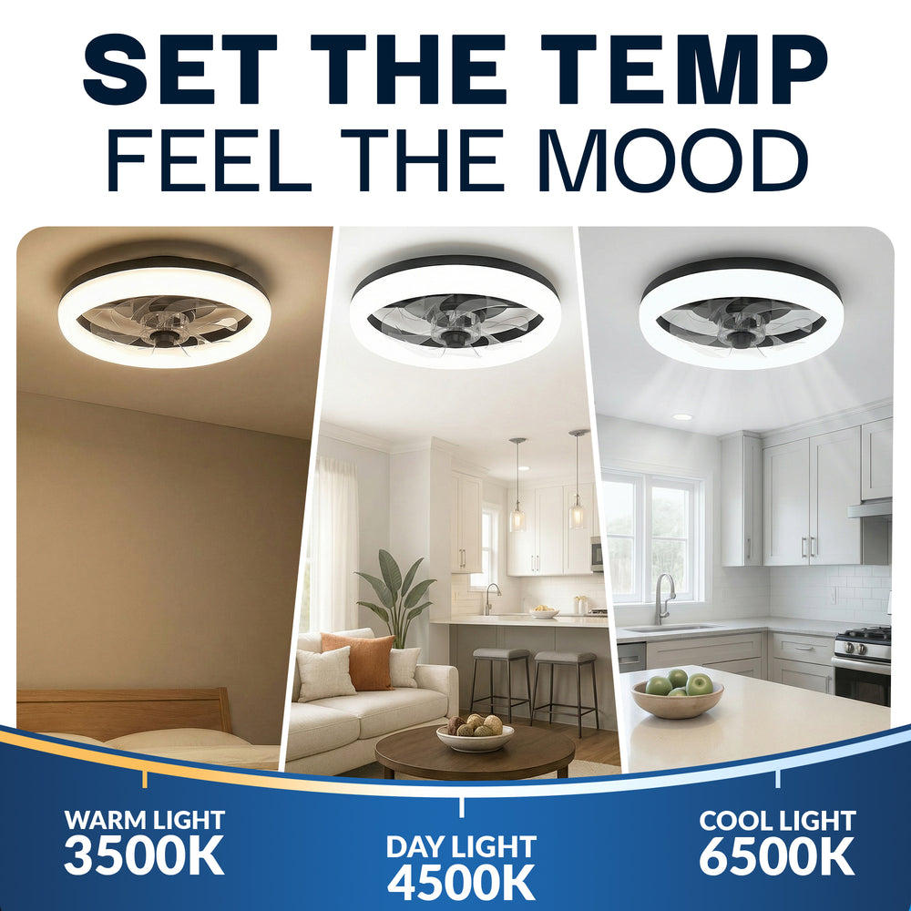 CannonX Low-Profile Ceiling Fan with Light and Remote, Modern Fandelie ...