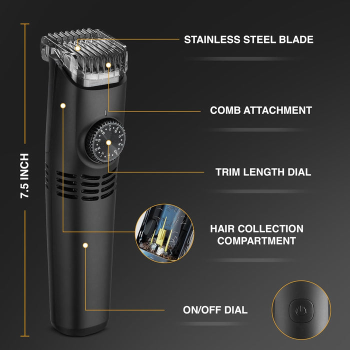 VacuTrim, Rechargeable Trimmer with Built-In Vacuum, Electric Shaver w ...