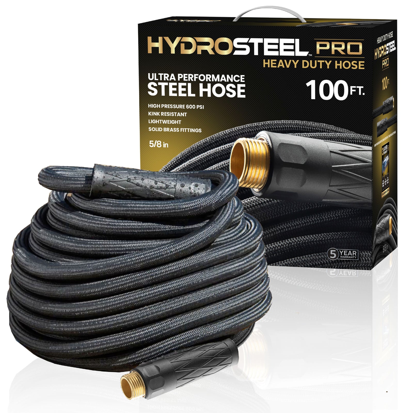 Hydrosteel Heavy Duty Steel Outdoor Garden Hose – Bell + Howell