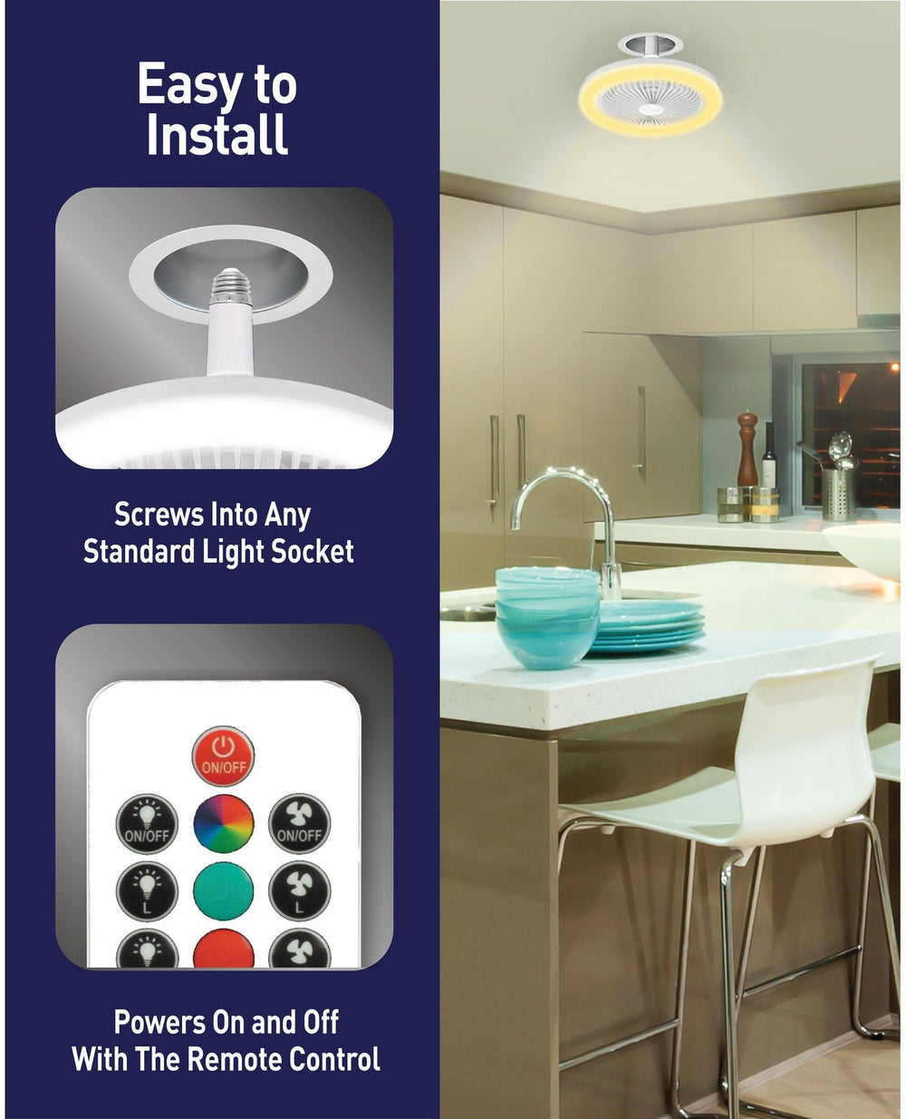 Bell+Howell Socket Air - Light Socket Fan Light with RGB Color Changin ...