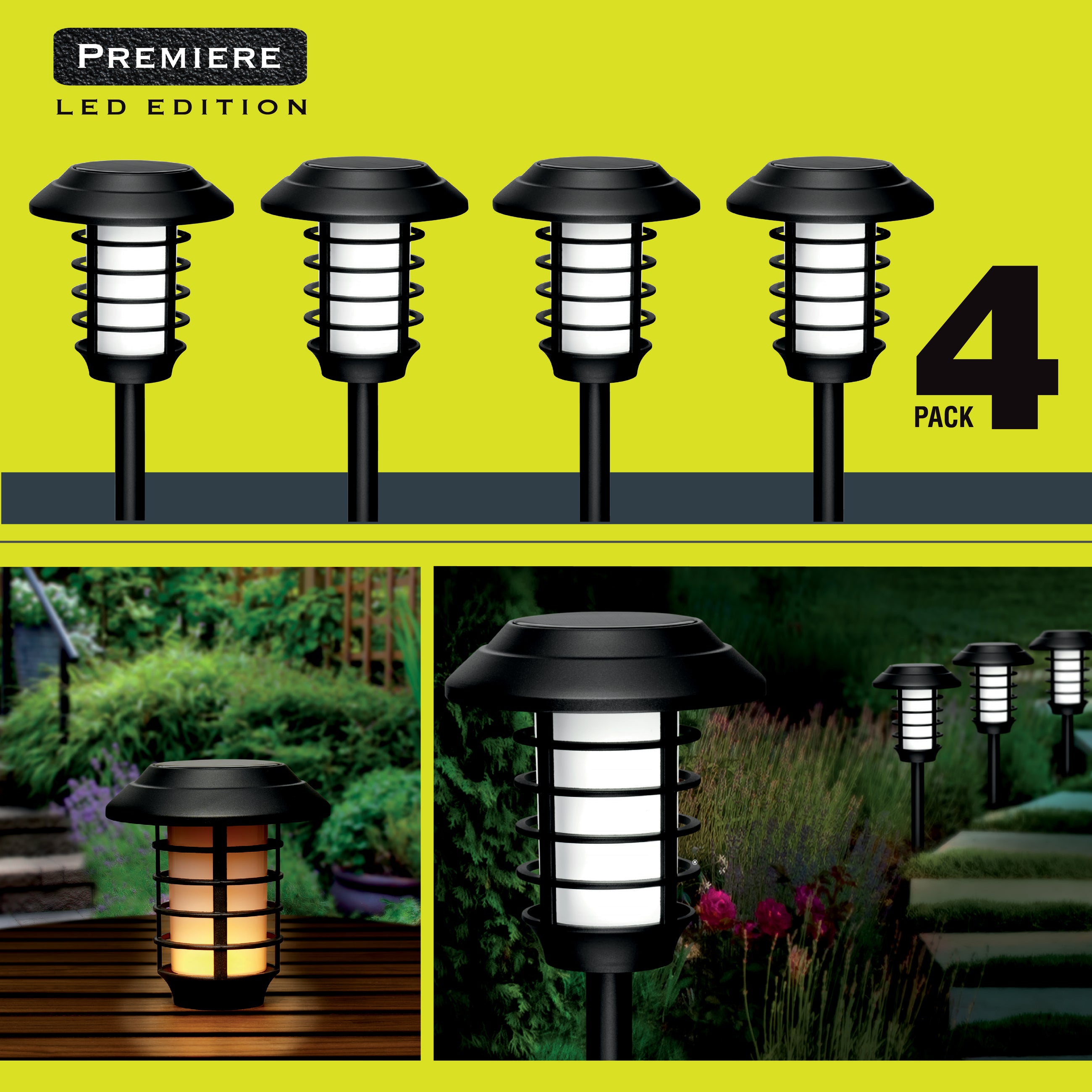 Bell + Howell Smart Solar Pathway Lights with Remote Control- 4 Pack