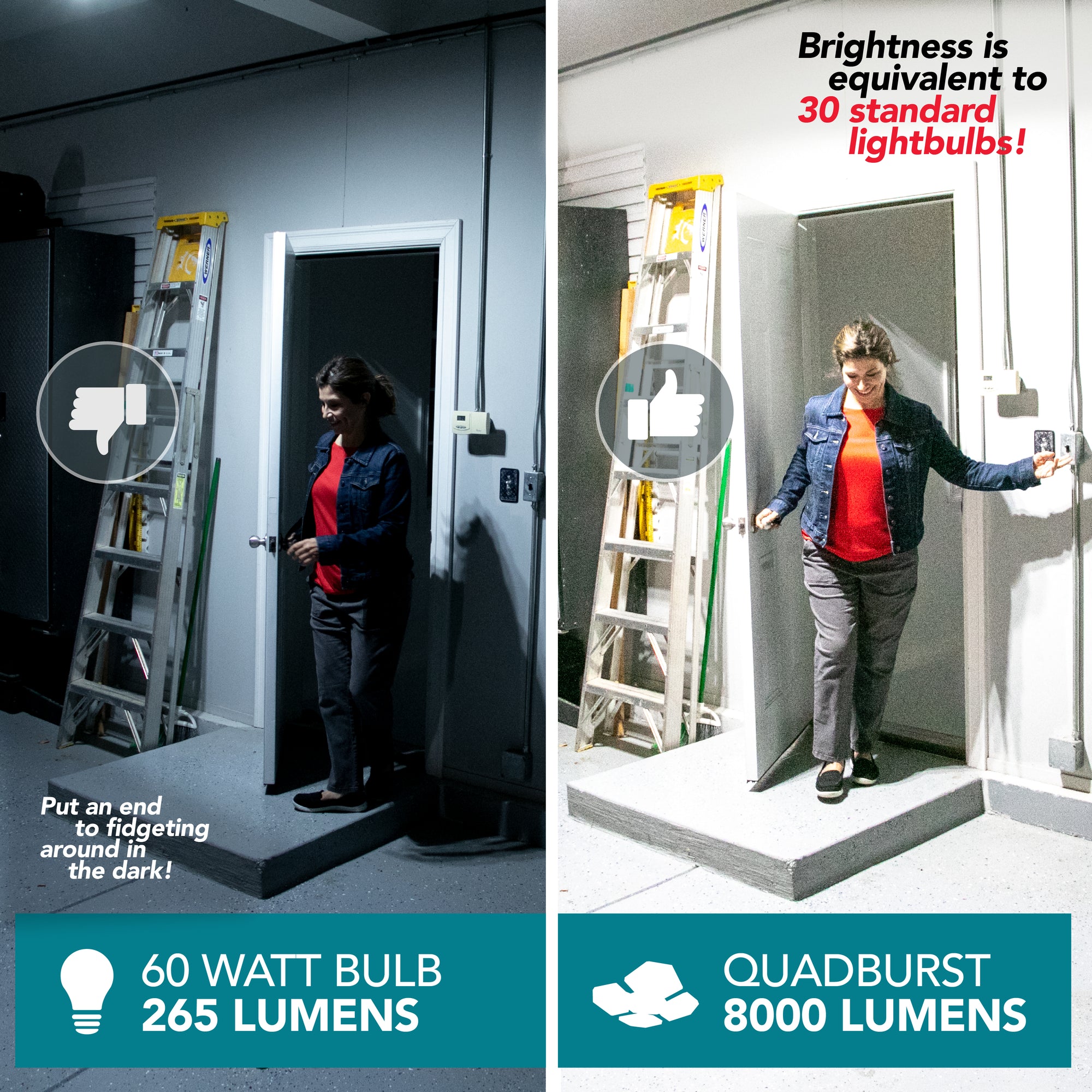 Bell + Howell Quad Burst 8000 Lumens, LED Ceiling Light Work Light, Ga