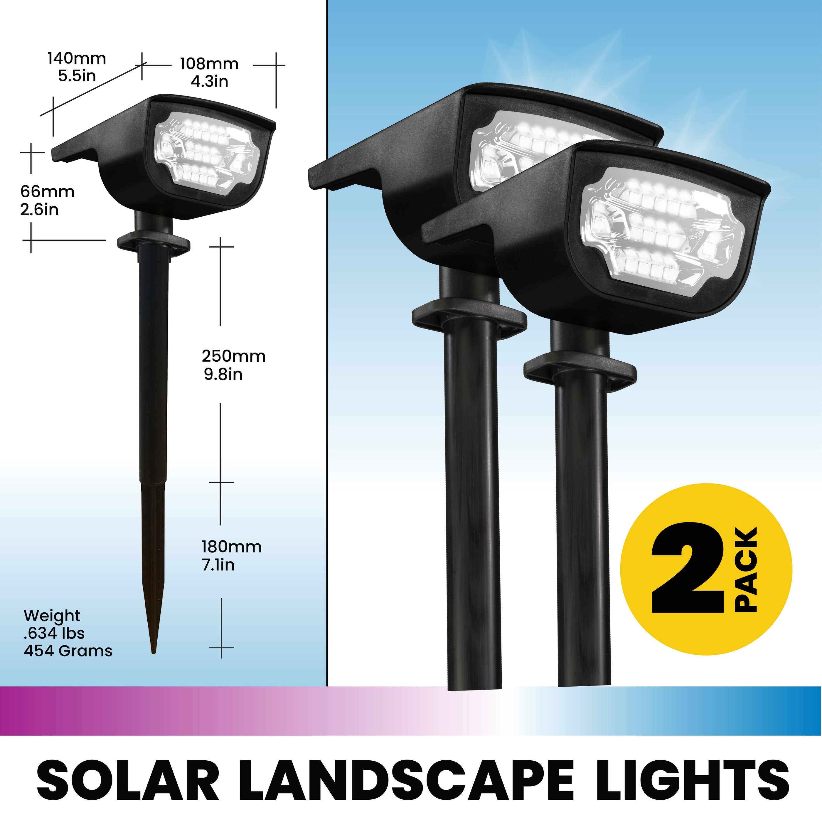 Bell + Howell Bionic Color Burst Solar Powered Spotlight (2 pack)