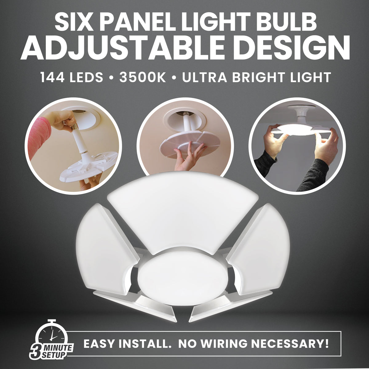 Hexbulb Adjustable 6-Panel Light Bulb - 3000 Lumens – Bell + Howell