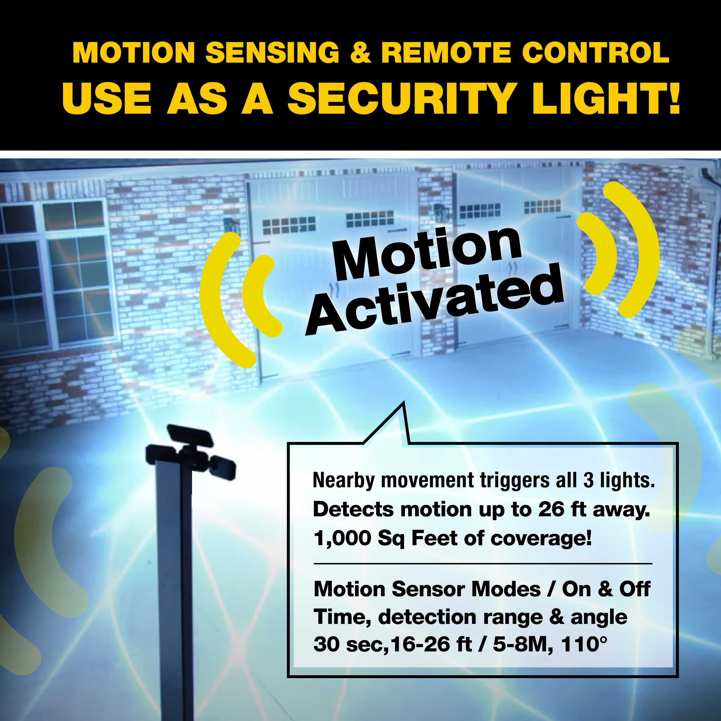 Bell+Howell Bionic Flood Light Max, 500 Lumen LED Solar Lights Outdoor ...