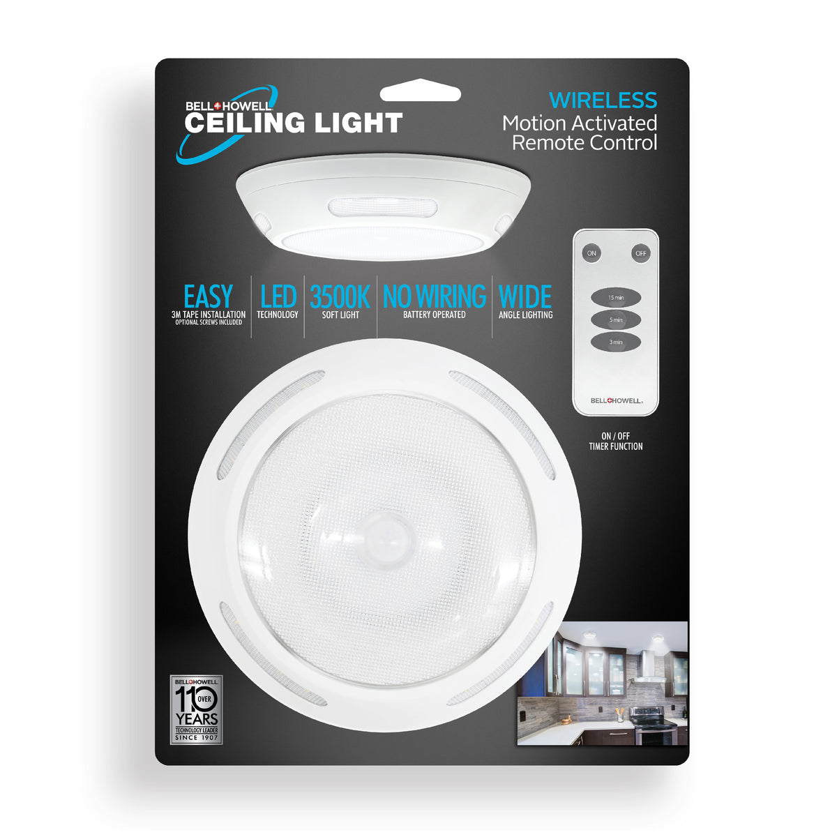 Bionic Motion Activated Compact Ceiling Light – Bell + Howell