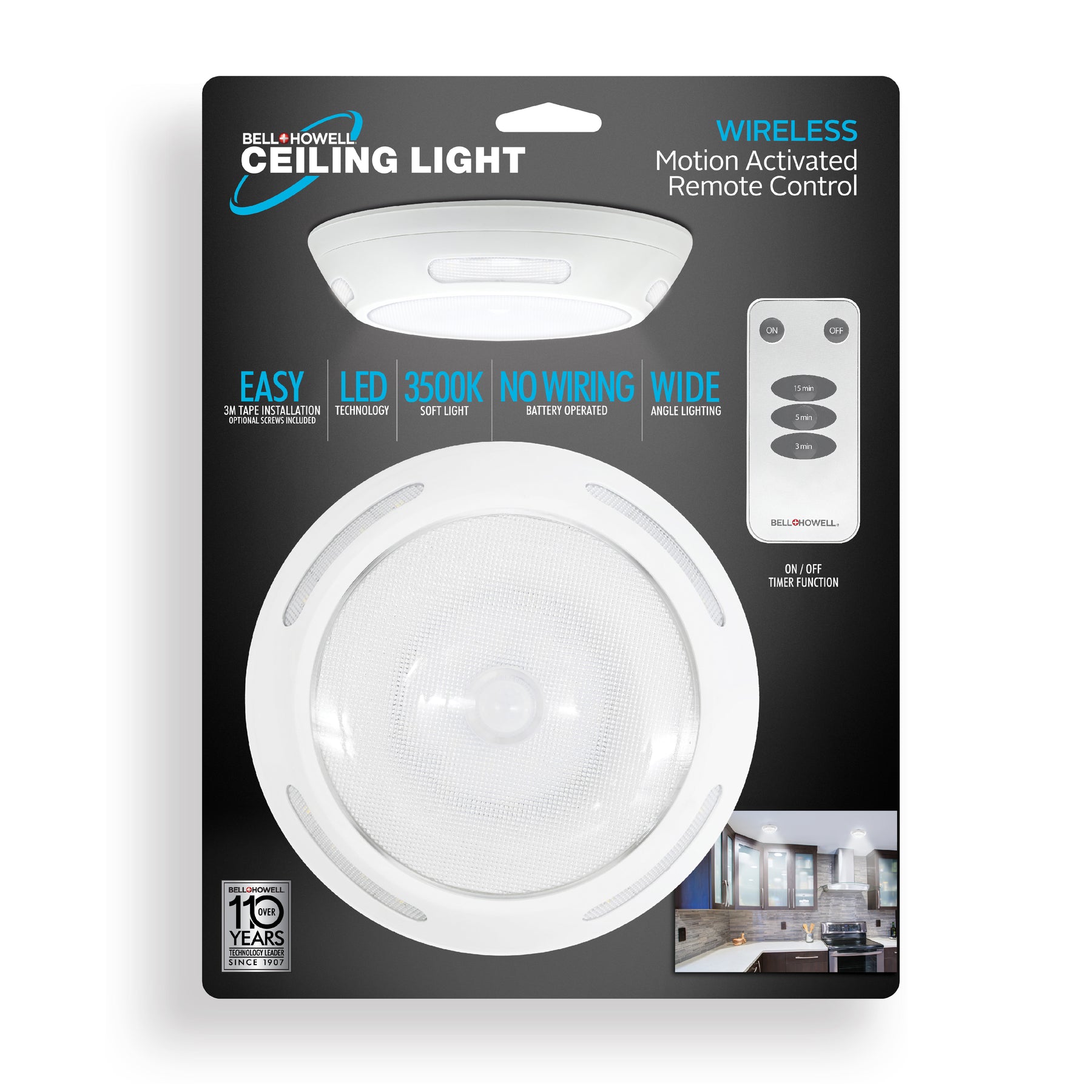 Bionic Motion Activated Compact Ceiling Light – Bell + Howell