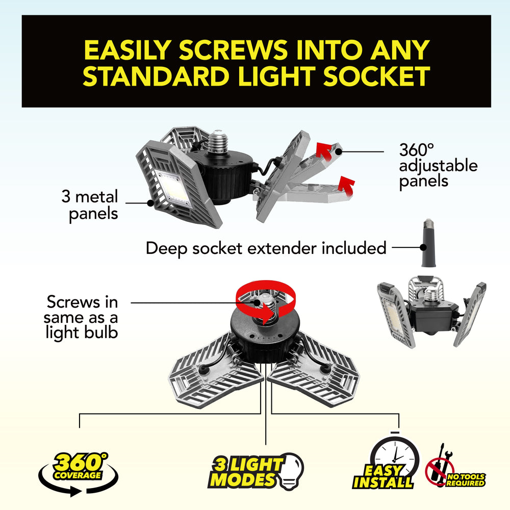 Bell+Howell Triburst Color Select LED Garage Light, 5500 Lumen 3000k/4 ...